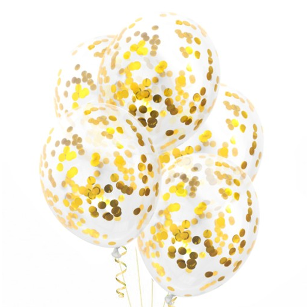 Balloons transparent with gold confetti, 30cm, 100 pcs. | Latex ...