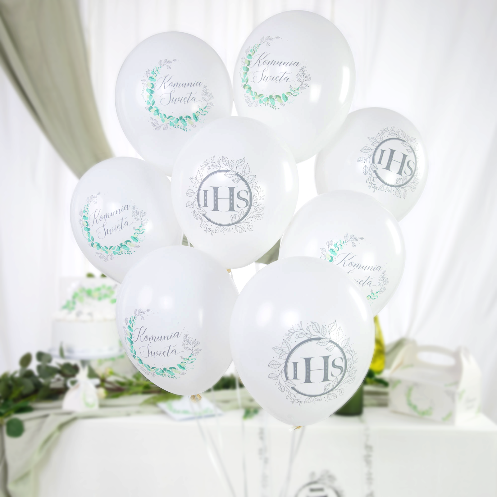 First Holy Communion balloons IHS, silver, 30cm, 6 pcs | Latex Balloons ...
