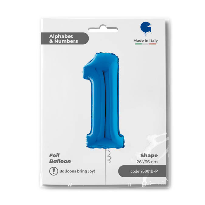 Foil Balloon Number 1 Blue, 66 cm Grabo | Foil balloons \ Number ...