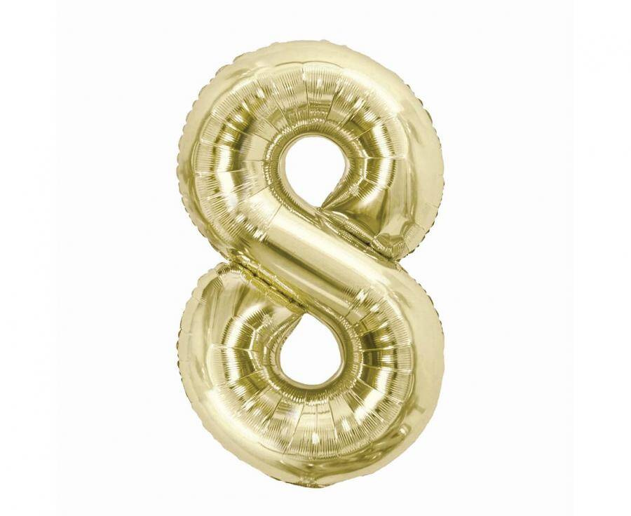 Foil balloon, number 8, gold, champagne, 85 cm. | Foil balloons ...
