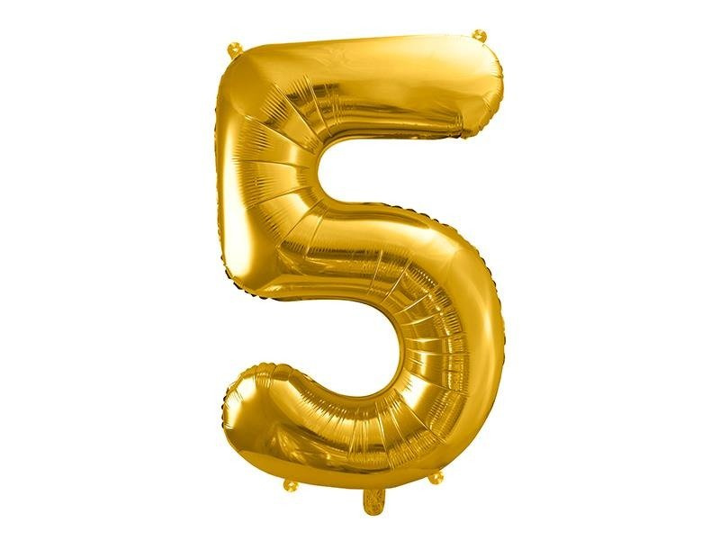 The number 5 Foil balloon, 86cm, gold | Foil balloons \ Number Balloons ...
