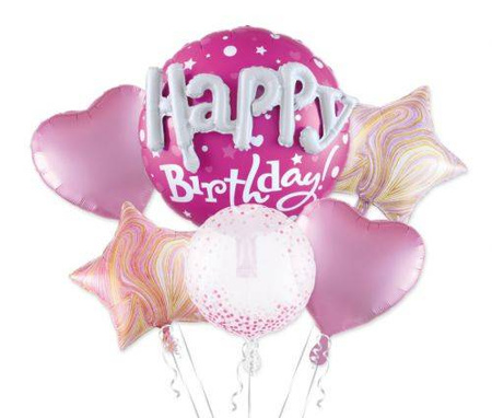 Foil balloons Happy Birthday pink set 7 el
